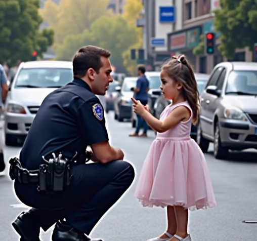 The girl approaches the policeman and says 3 words, he immediately ...